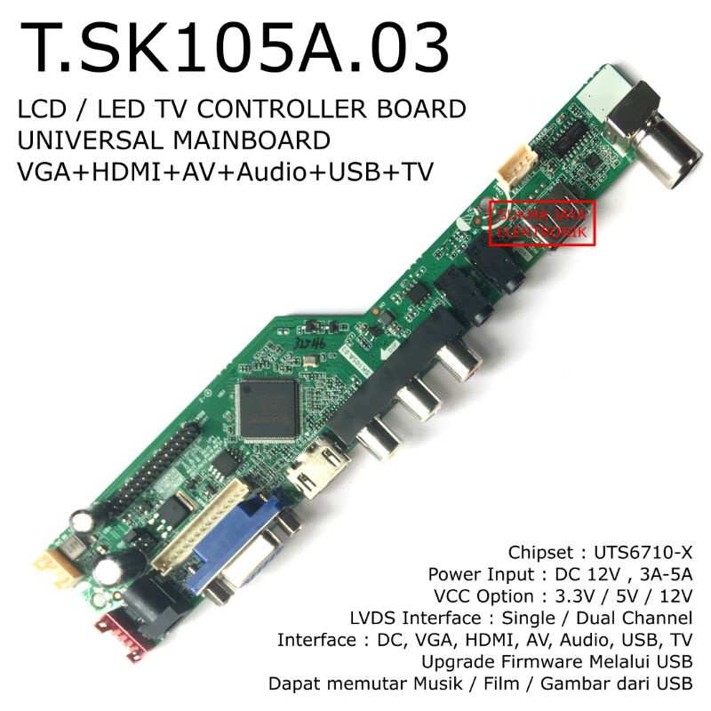 Jual Universal Controller Board LCD - LED TV - USB Multimedia - USB ...