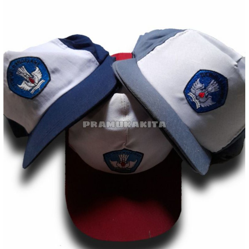 Jual (SIAP DIKIRIM)topi sekolah logo bordir biru-topi sd-topi smp-topi ...