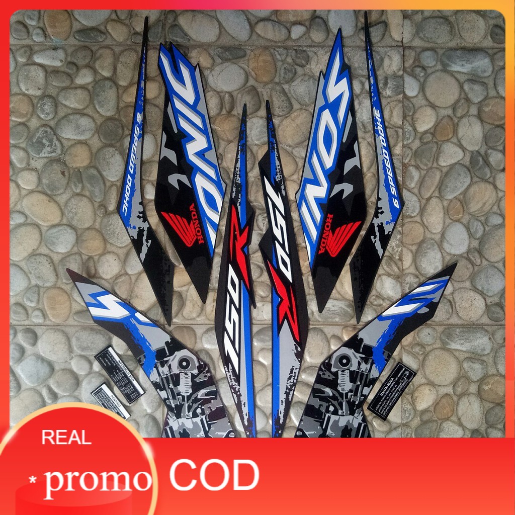 Jual stiker striping motor honda sonic se 150 2019 hitam-biru | Shopee ...