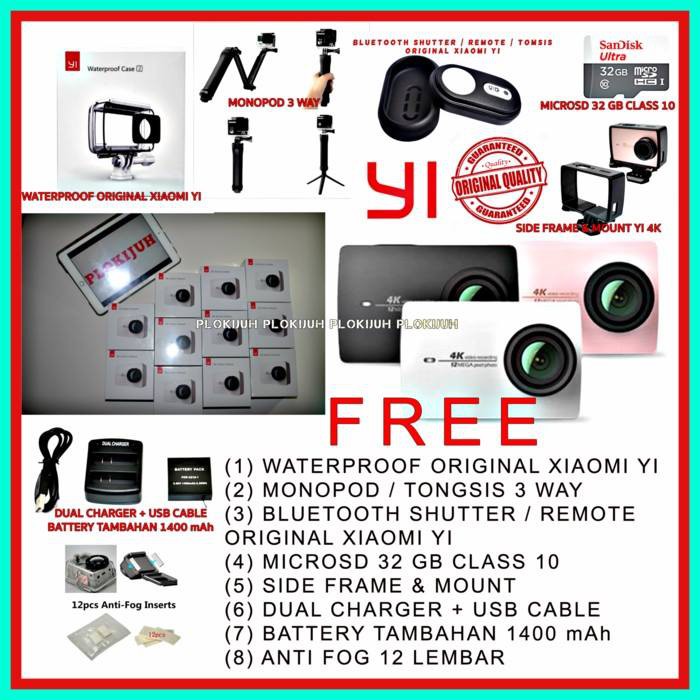 Jual Xiaomi Yi 2 4K Versi Internasional Paket Mini Tripod Plokijuh ...