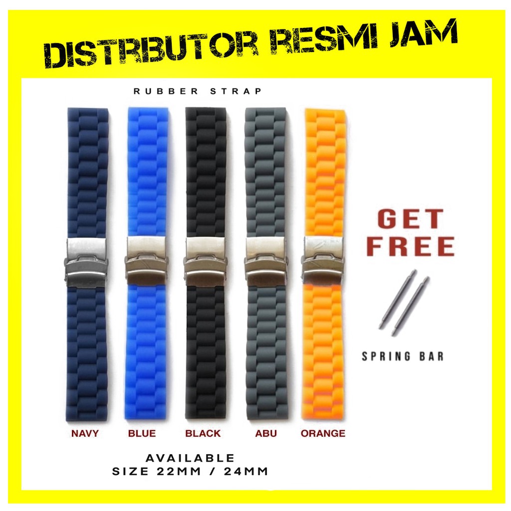Jual Tali Jam Karet Rubber 22mm 24mm / Rubber Strap Jam Tangan Bahan ...