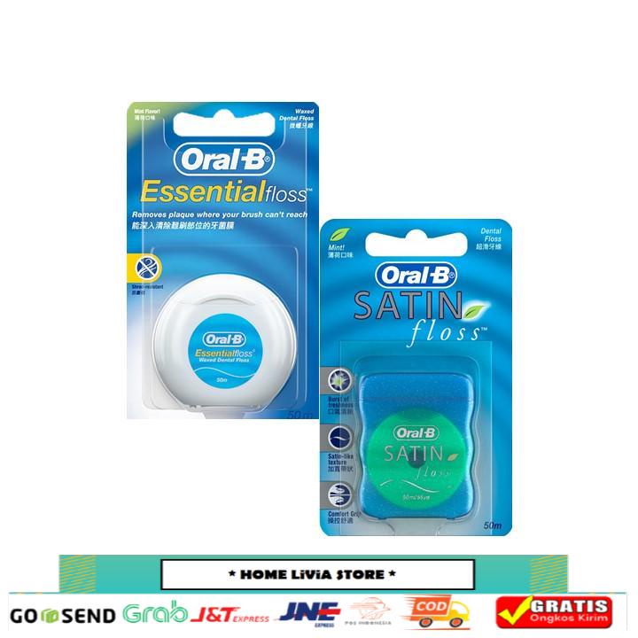 Jual Dental Floss/Benang Gigi Essential 50M + Oral-B Dental Floss ...