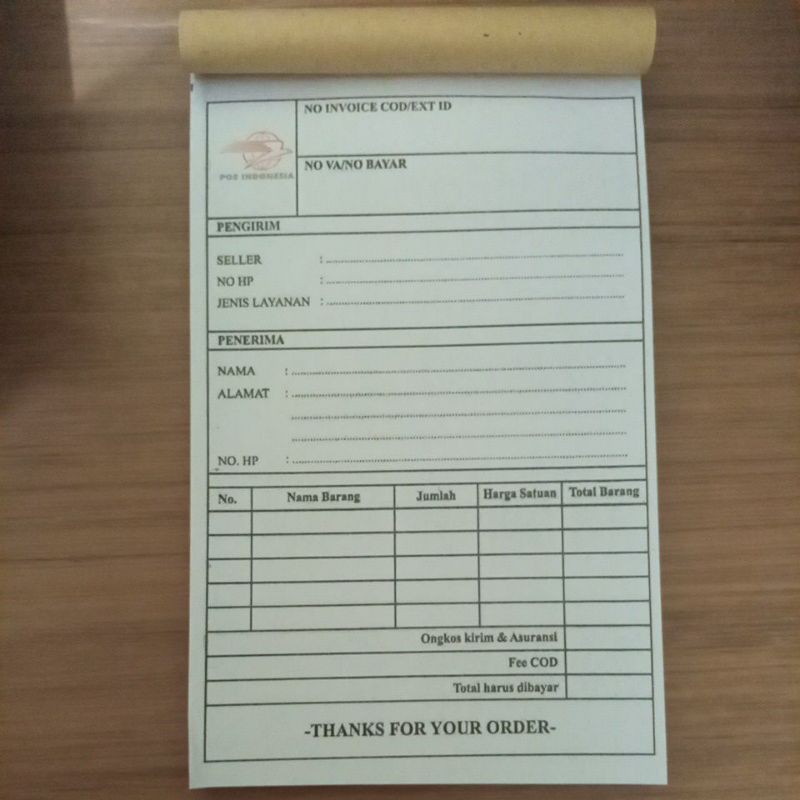 Jual (DISKON!!!) Nota Invoice COD POS 2021 || LOGO BERWARNA | Shopee ...