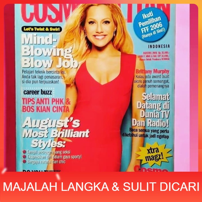 Jual Majalah COSMOPOLITAN Agu 2006 Cover BRITTANY MURPHY Langka ...