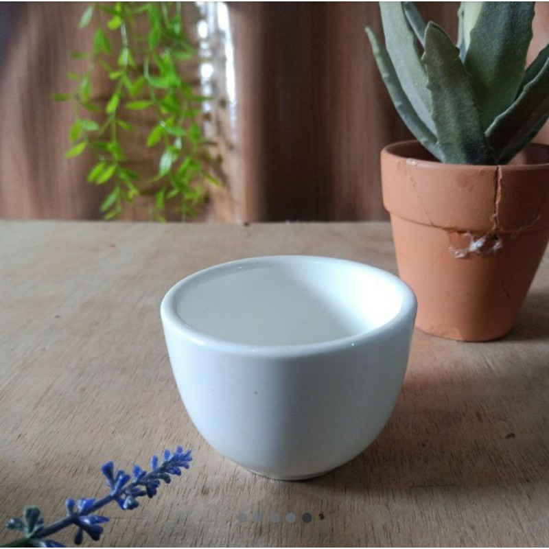 Jual seloki keramik besar tebal putih diameter 7.5cm x T5.2cm | Shopee ...