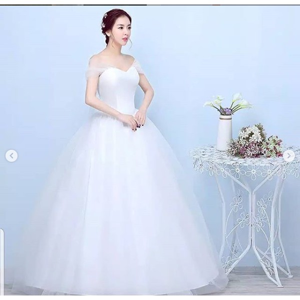 Jual Gaun Wedding Sabrina putih | Shopee Indonesia