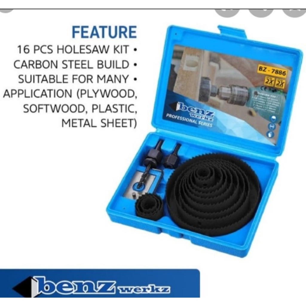 Jual Mata bor hole saw set benz 16pcs,mata bor plong benz 16pcs ...