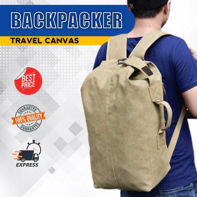 Jual TAS RANSEL TRAVEL KANVAS PRIA WANITA POLOS KUAT TEBAL - BACKPACK ...