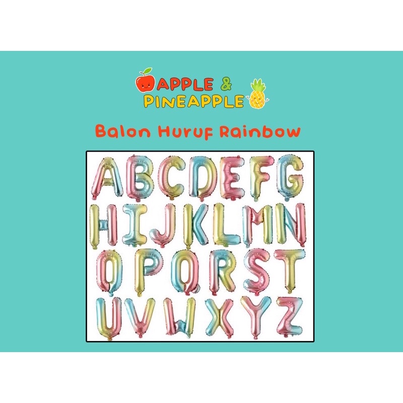 Jual Balon Foil Huruf Alphabet Abjad Rainbow 40cm | Shopee Indonesia