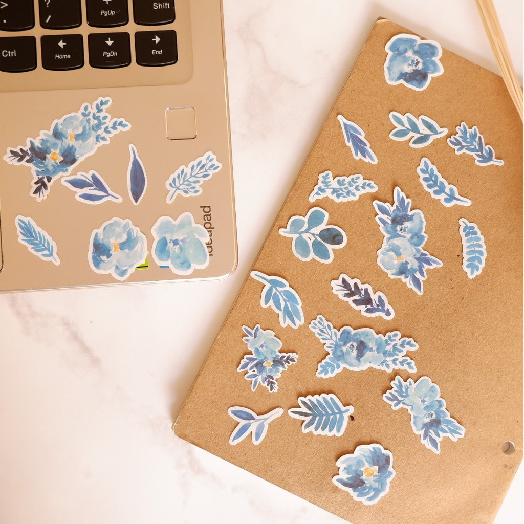Jual Pretty Memoir Blue Floral - Sticker Stiker Bunga Lucu Kawaii ...