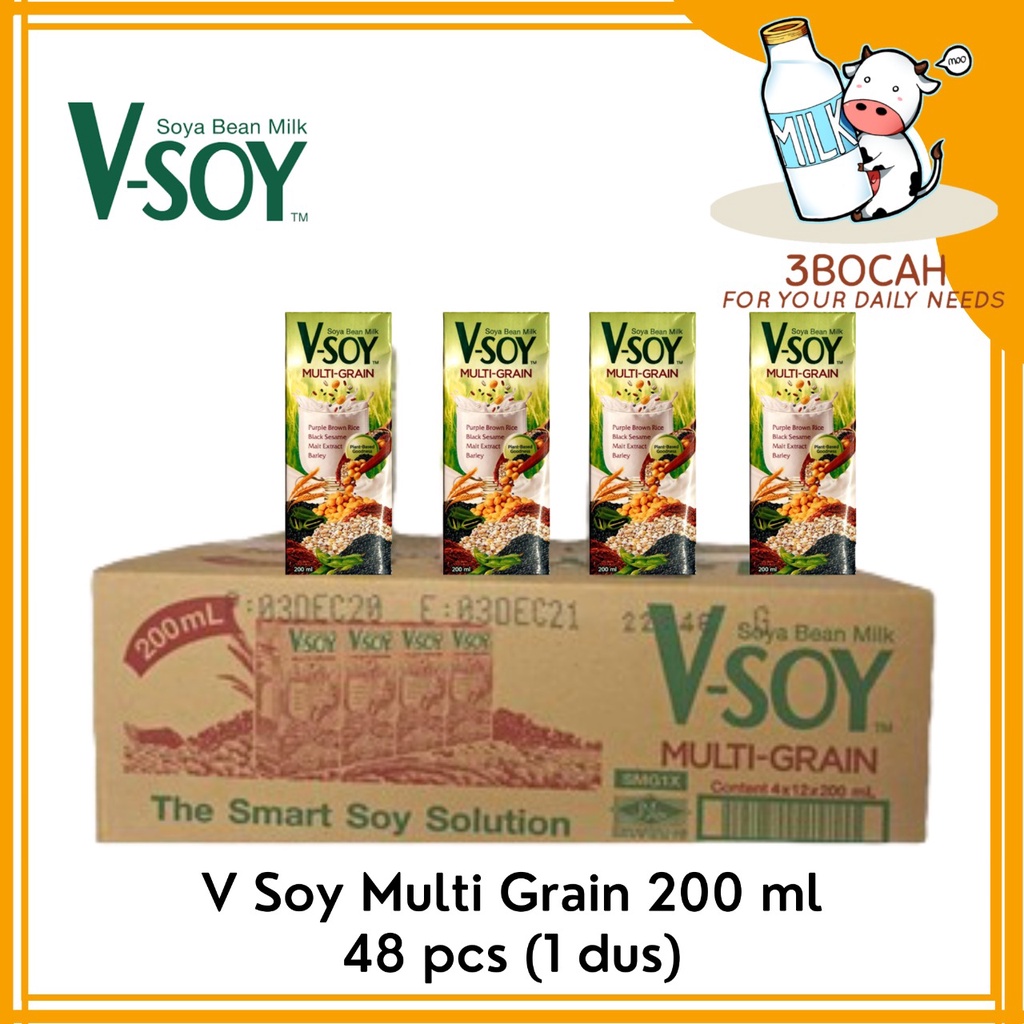 Jual Vsoy Multigrain 200 ml Karton | V-Soy Susu Kedelai 200ml Impor Premium | Shopee Indonesia