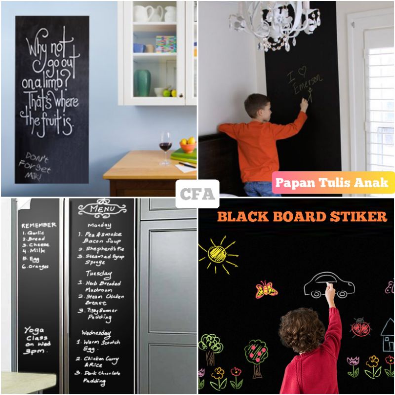 Jual Blackboard Wallpaper Sticker Papan Tulis Kapur Tempel Dinding Menu ...