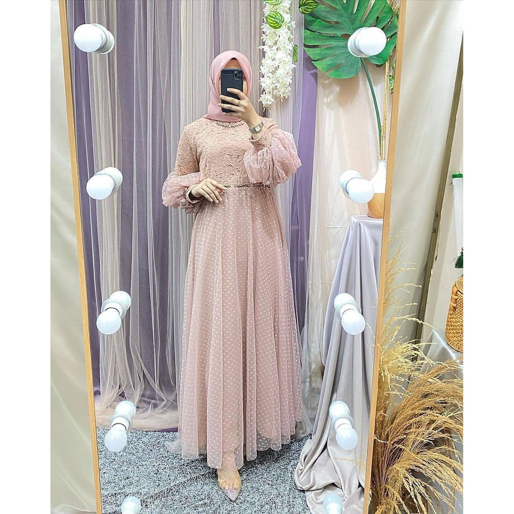 Jual INAH DRESS BRUKAT TILE/DRESS/GAMIS BRUKAT PREMIUM LADY PESTA/GAMIS BRUKAT/GAUN PESTA/LONG ...