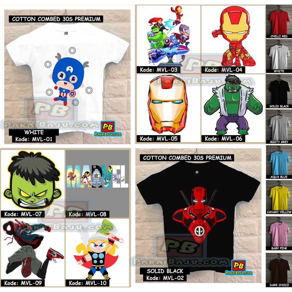 Jual Kaos Marvel Anak DTF Premium - Standar dan dewasa | Shopee Indonesia