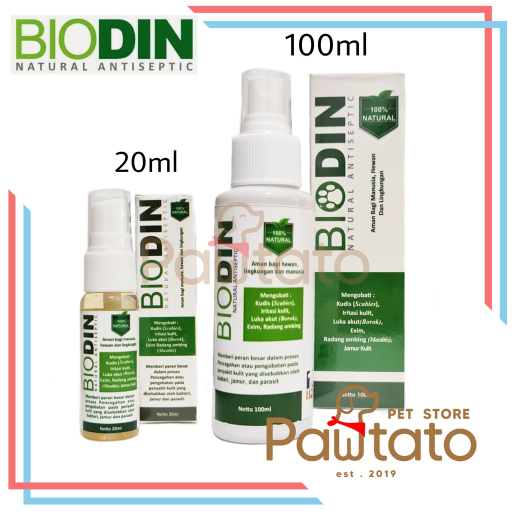 Jual Biodin Obat Spray Antiseptic 20ML 100ML Scabies Demodex Anjing ...