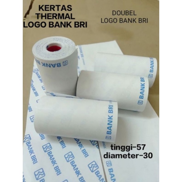 Jual ( 100 ROLL ) KERTAS THERMAL LOGO BANK BRI 57X30/57X30MM DOUBEL ...