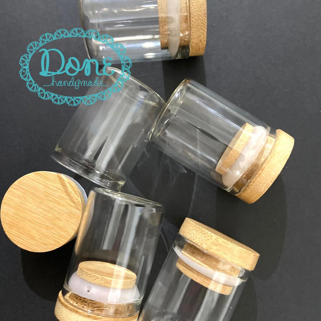 Jual Botol kaca tutup bambu glass bottle with bamboo cap wish bottle ...