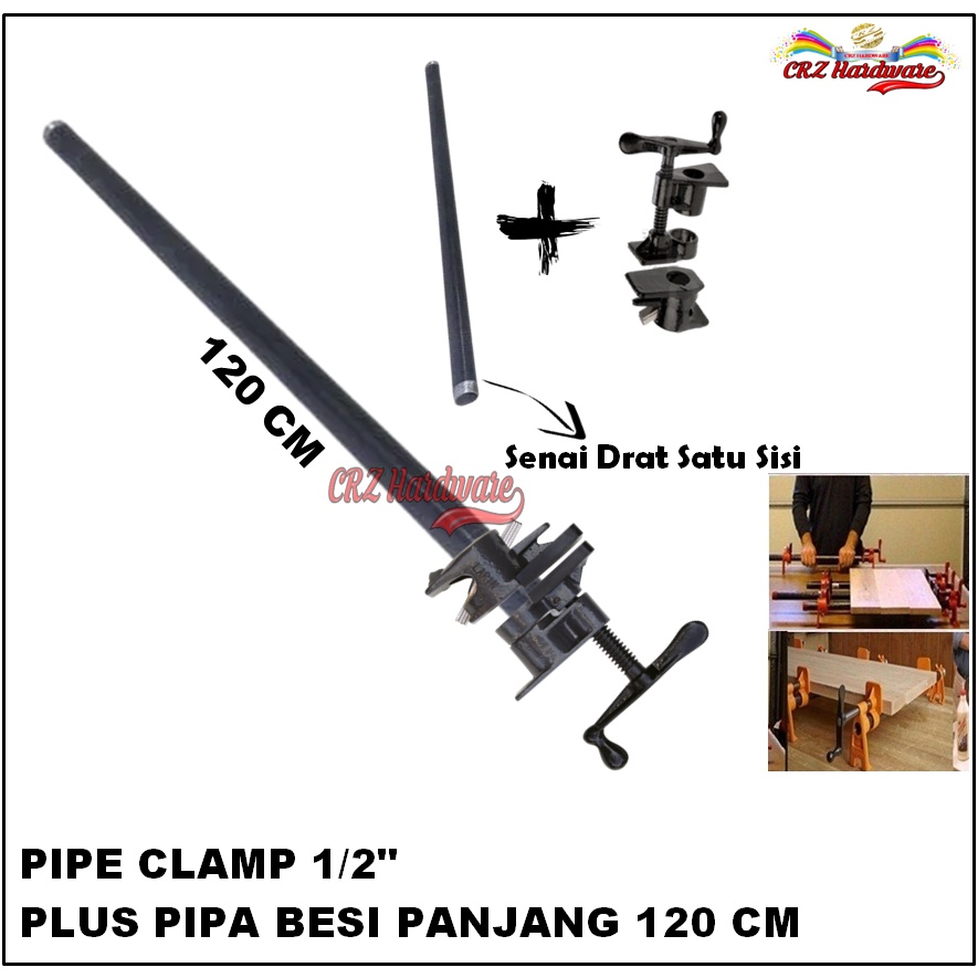 Jual Pipe Clamp Pres Kayu 1 per 2 Inch Orange Plus Pipa Besi 120 Cm ...