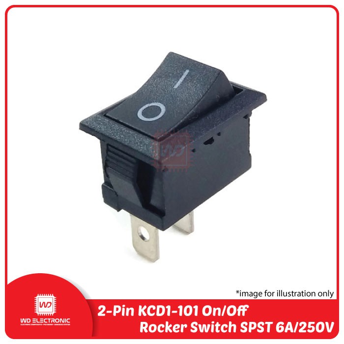 Jual Rocker Switch SPST KCD1-101 6A 250V 2 pin 15x21mm Saklar on off 2 ...