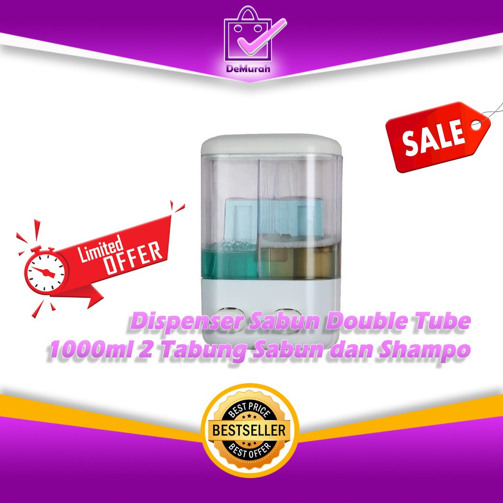Jual Dispenser Sabun Double Tube 1000ml 2 Tabung Sabun dan Shampo 0601 ...