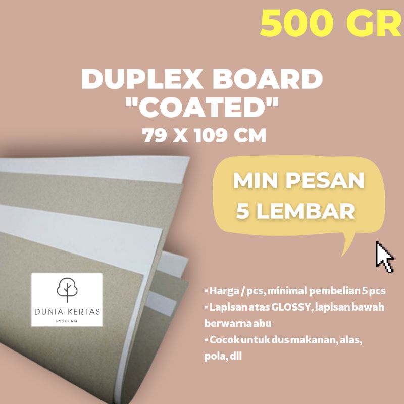 Jual Kertas karton duplex COATED 500gr (79 CM x 109 CM) Min. pesan 5 LB ...