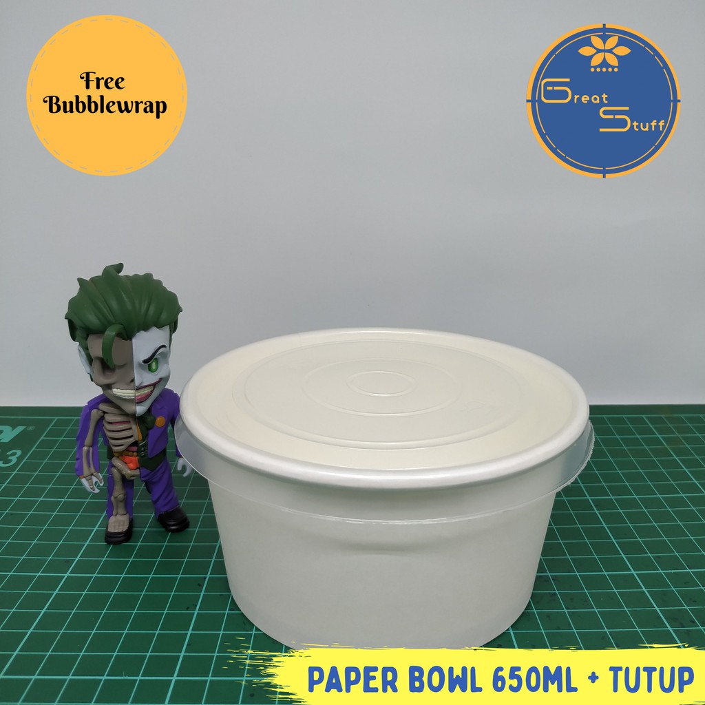 Jual Paper bowl 650 ml + tutup Mangkok Kertas | Shopee Indonesia
