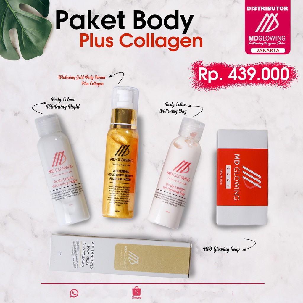 Jual MD Glowing Paket Body Plus Collagen Serum | Shopee Indonesia