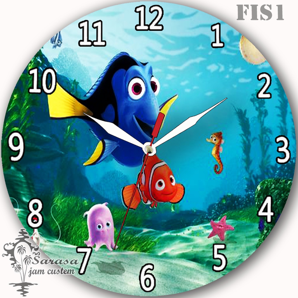 Jual JAM DINDING CUSTOM KARAKTER KARTUN FISH IKAN NEMO | Shopee Indonesia