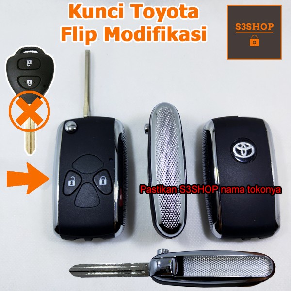 Jual Casing Kunci Lipat Flip Key 2 TOMBOL Toyota Innova Yaris Vios HIGH ...