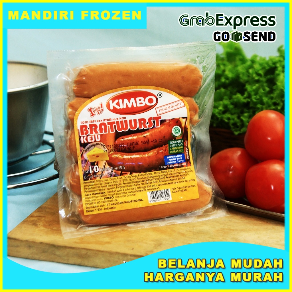 Jual KIMBO Sosis Sapi Bratwurst Mini Keju Isi 10 500gr - Makanan Beku ...
