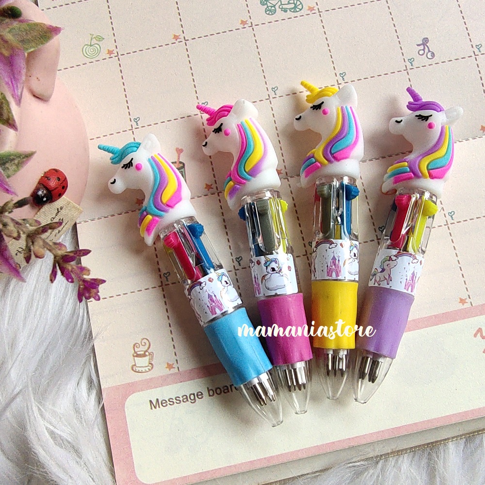 Jual MINI PEN 4 COLOR KARAKTER BTS UNICORN / PULPEN MINI BTS BT21 ...