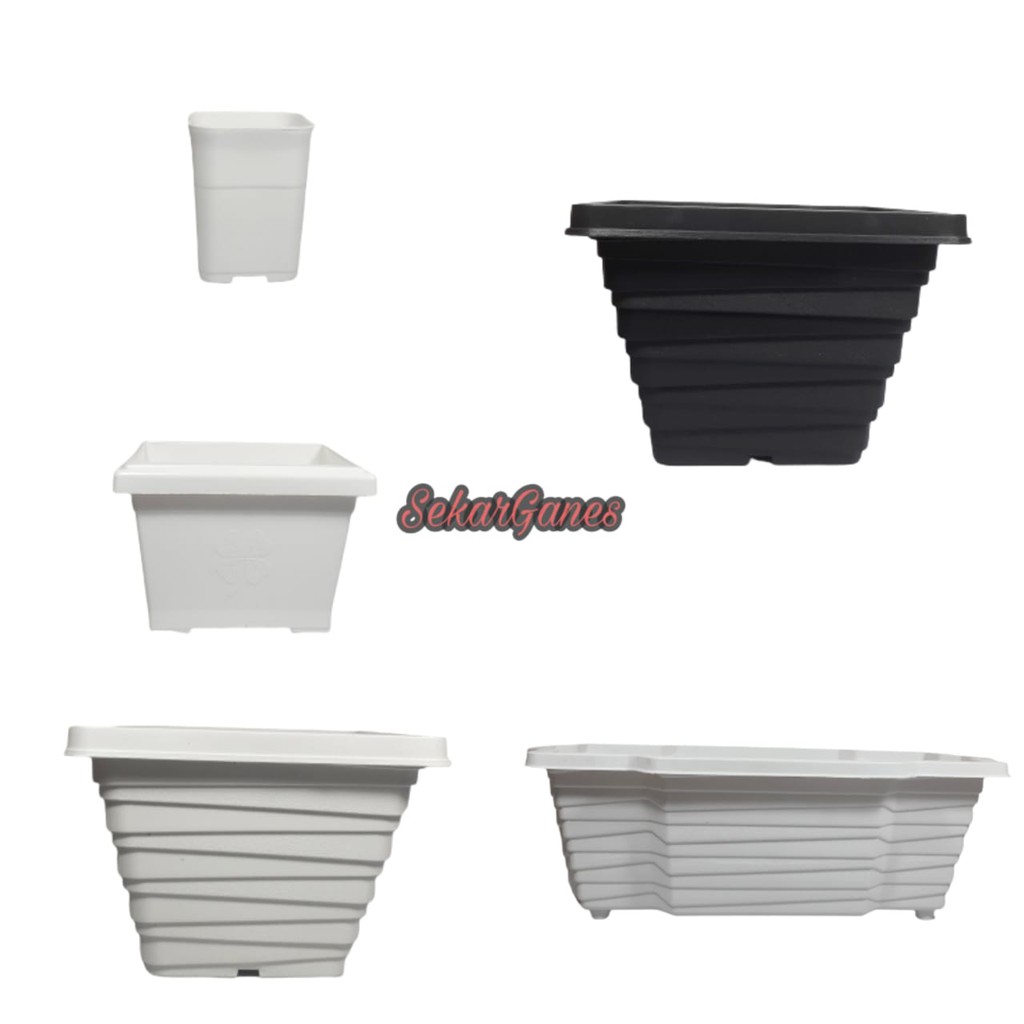 Jual Pot Kotak Persegi Putih Hitam Besar 8 15 20 21 25 40 Pot Bunga ...