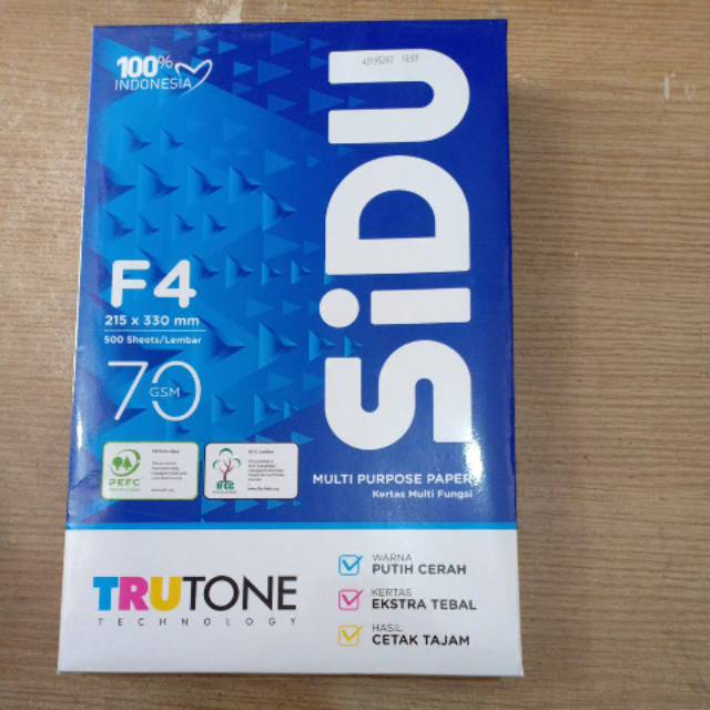 Jual HVS Sidu F4 70 gram (1bks isi 500 lembar) | Shopee Indonesia