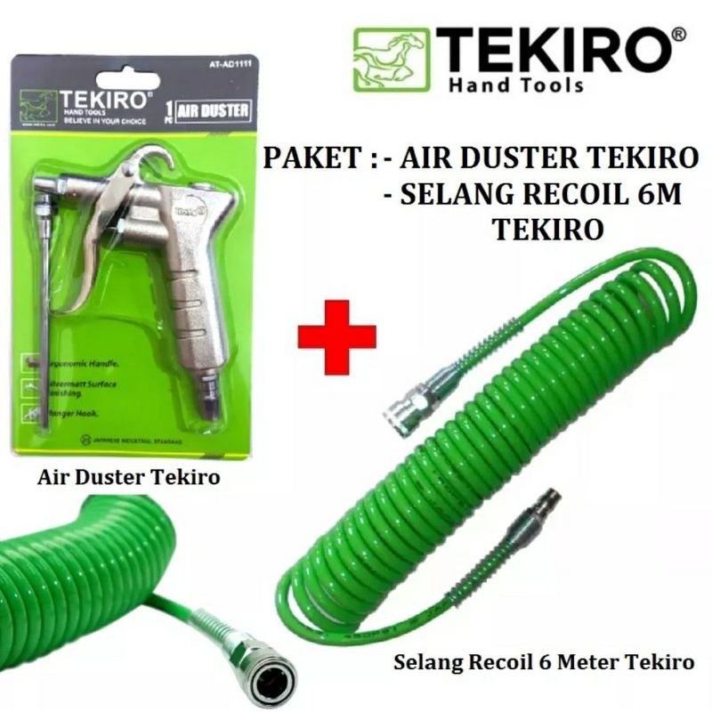 Jual PAKET TEKIRO Selang Recoil 6 Meter + Air Duster Gun Semprotan Angin Selang Kompresor 6M ...