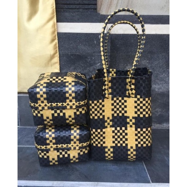Jual Tas besek anyaman plastik / tas keben set / besek anyaman plastik ...