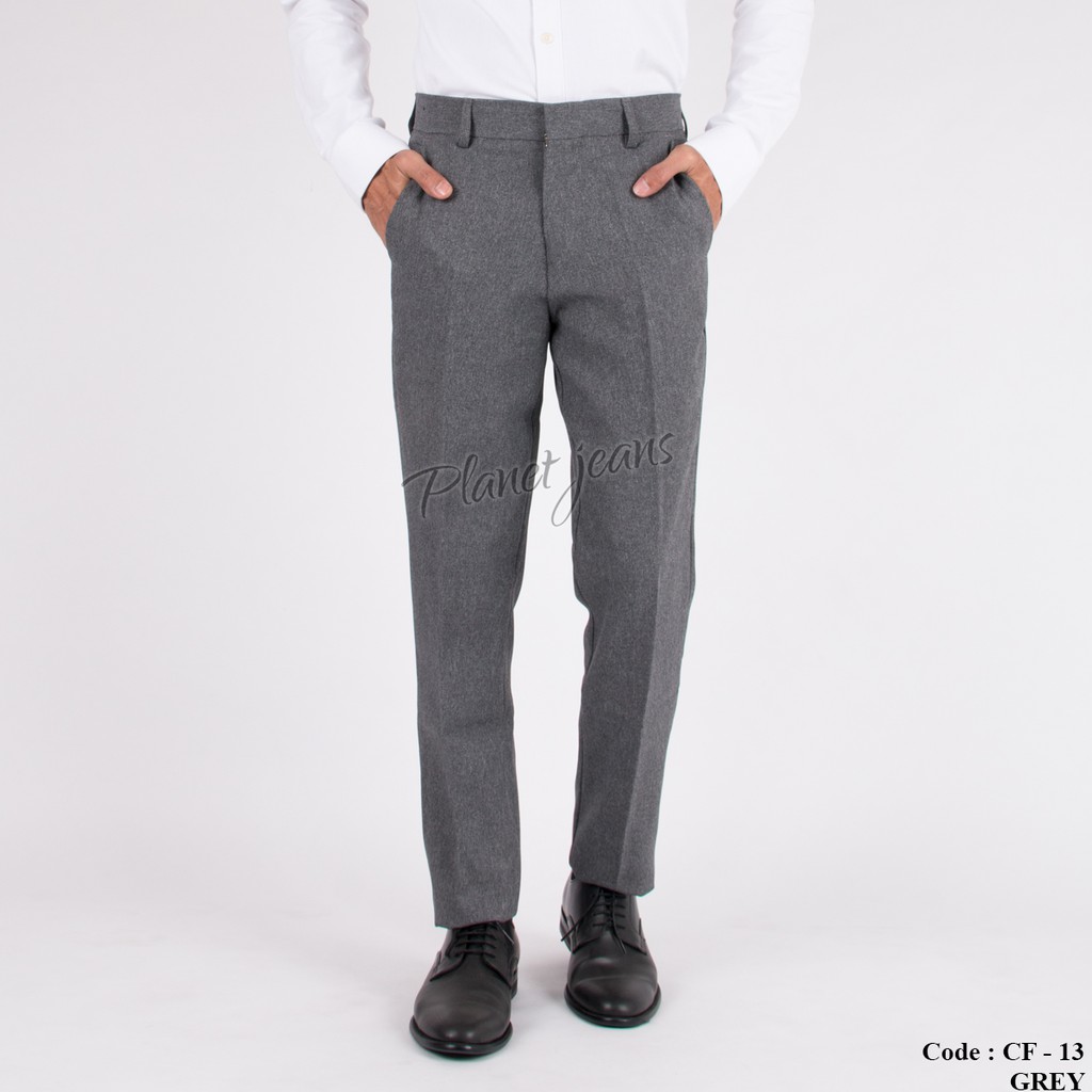 Jual Celana kerja kantor bahan kain abu muda slimfit pria premium CF13 - 28 | Shopee Indonesia