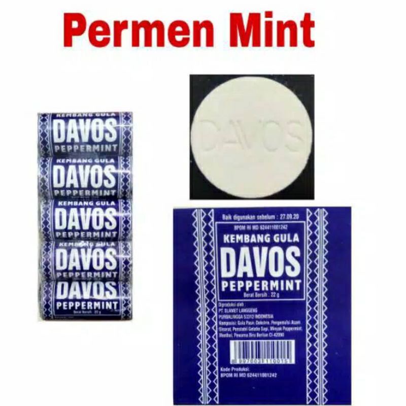 Jual Permen Davos jadul peppermint 22 gram isi 10pcs | Shopee Indonesia