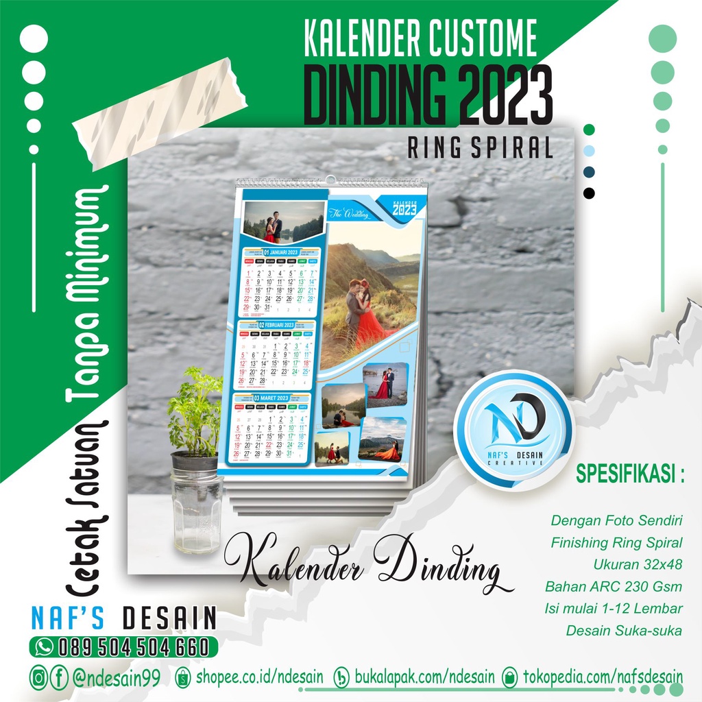 Jual Kalender 2024 RING ( 4 Lbr = 3 Bulan ) Custom Desain | Shopee ...