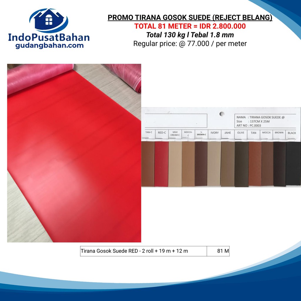 Jual SALE! Kain Oscar / Bahan Kulit: 81 meter - Tirana Gosok Suede ...