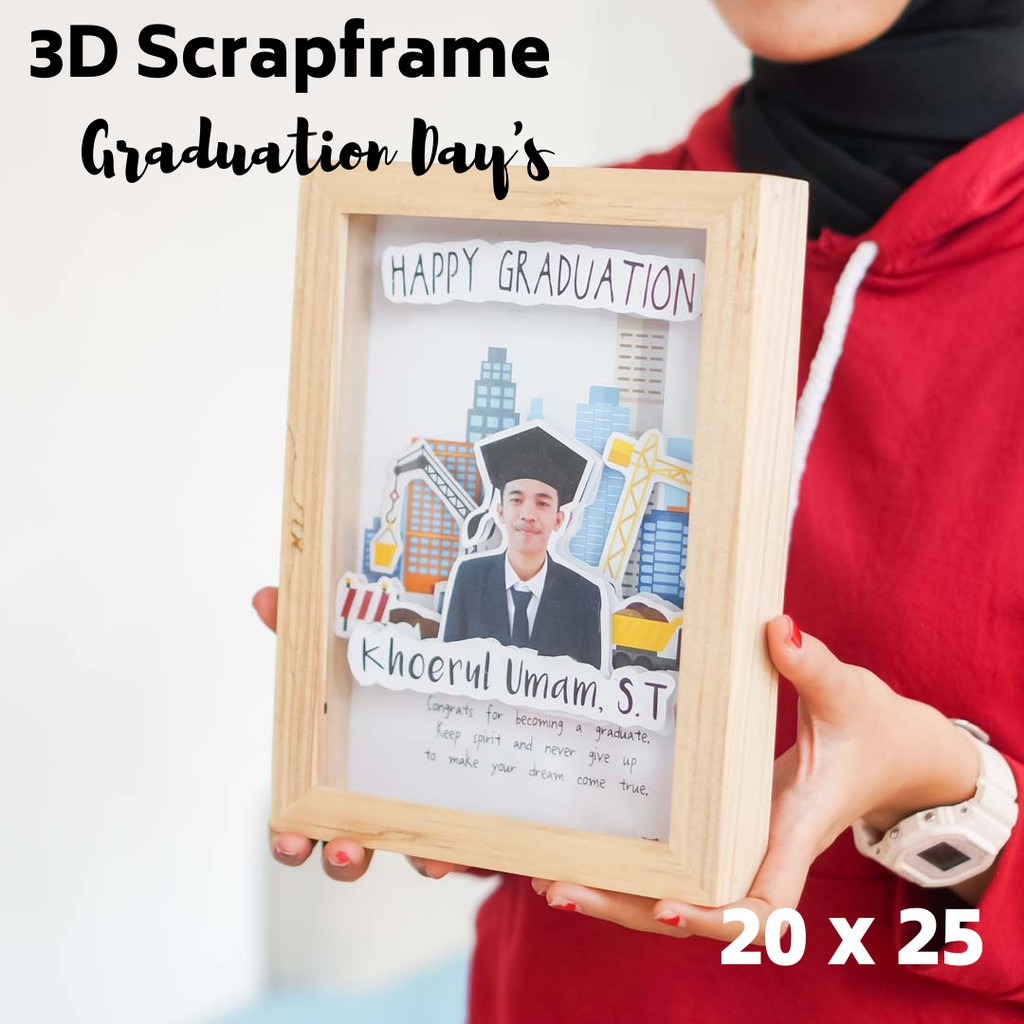 Jual Kado Wisuda 3D Scrapframe Foto Pigura Custom | Shopee Indonesia