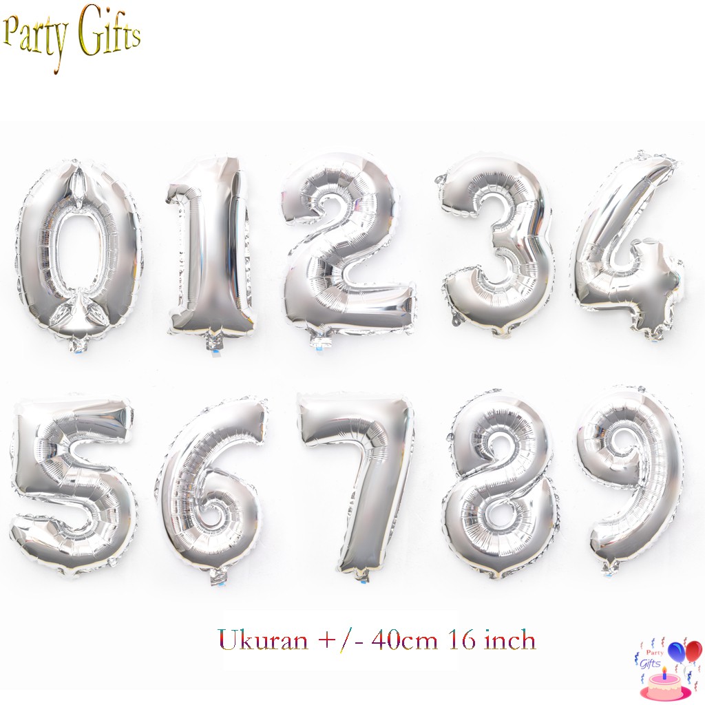 Jual Balon Foil Huruf 16 Inch 40cm Warna Silver Gold Biru Pink 1 pcs ...