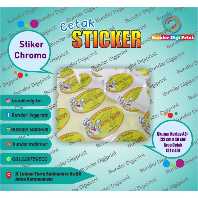 Jual CETAK STICKER CHROMO A3 + (STICKER LABEL) | Shopee Indonesia