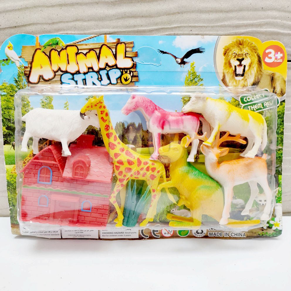 Jual TGA Animal Strip Mainan Hewan Liar Jerapah Kuda Domba Rusa Sapi ...