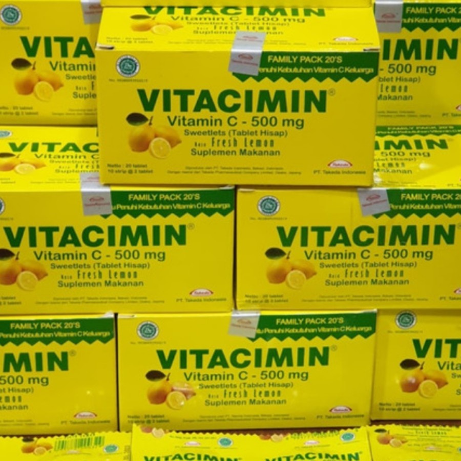 Jual Vitacimin Vitamin C 500 mg Rasa Lemon 1Box Isi 10 Strip/ 20Tablet ...