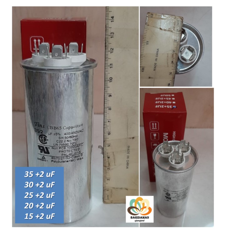 Jual Kapasitor AC Double 15 20 25 30 35 40 & 2 UF Air Conditioner Kompresor Kipas CBB65 | Shopee ...