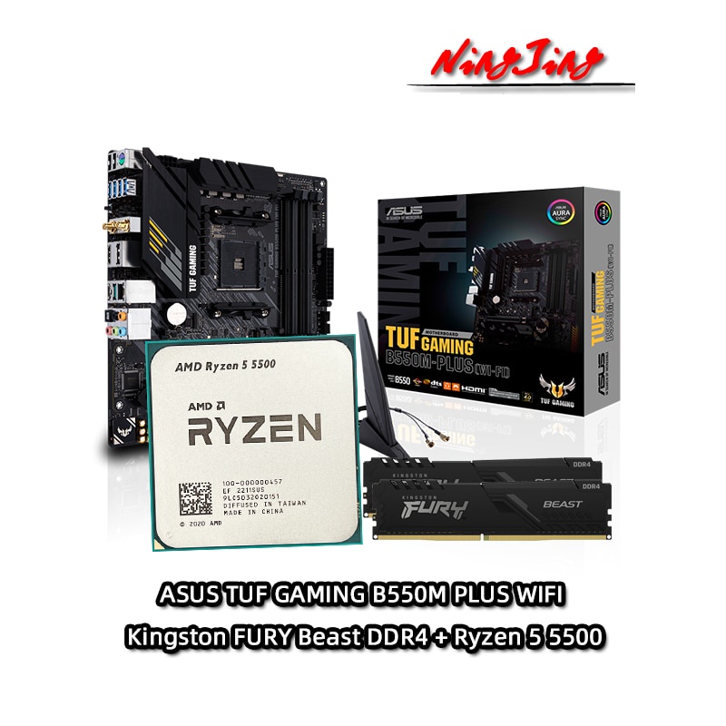 Jual PREORDER AMD R5 5500 CPU + ASUS TUF GAMING B550M PLUS WIFI ...