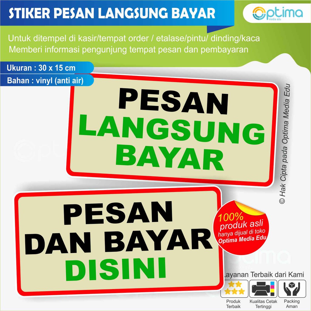 Jual STIKER PESAN LANGSUNG BAYAR / PESAN DAN BAYAR DI SINI | Shopee ...