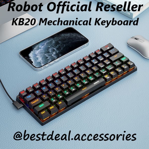 Jual Robot KB20 Wired Mechanical Keyboard Rainbow Backlight Effect | Shopee Indonesia