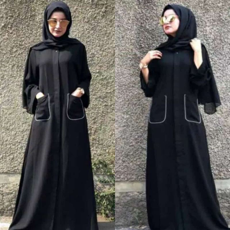 Jual Alma Abaya Dubai Saku Exclusive Gamis Syari Hitam Fashion Lebaran ...