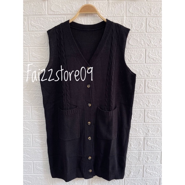 Jual LONG VEST RAJUT WANITA KANCING 7 MOTIF CABLE / OUTER ROMPI PANJANG ...